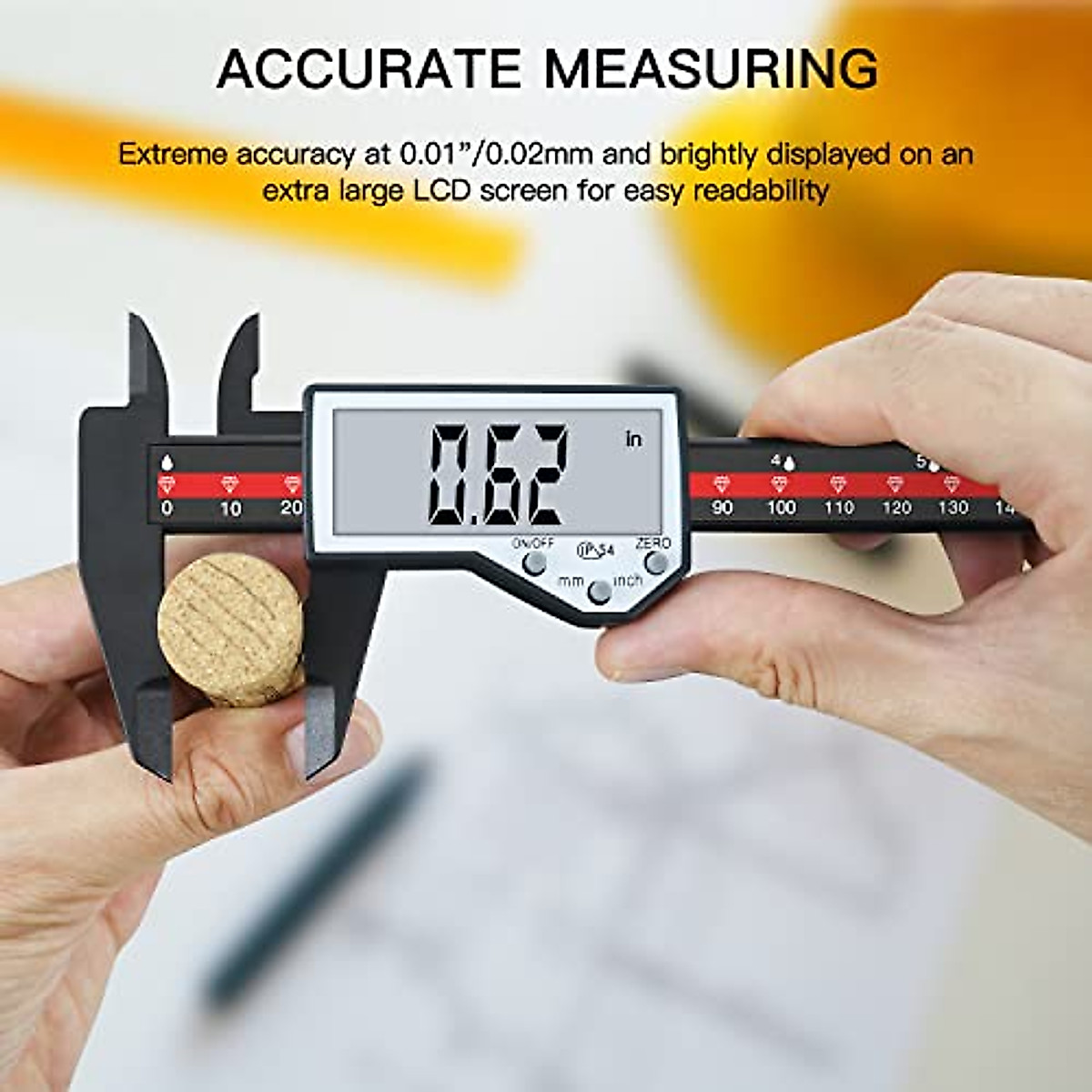 Digital Caliper, IP54 Waterproof Caliper Measuring Tool, Electronic Micrometer Vernier Caliper with Large LCD Screen, Automatic Shutdown Function, Inch and Millimeter Conversion (6 Inch /150mm)