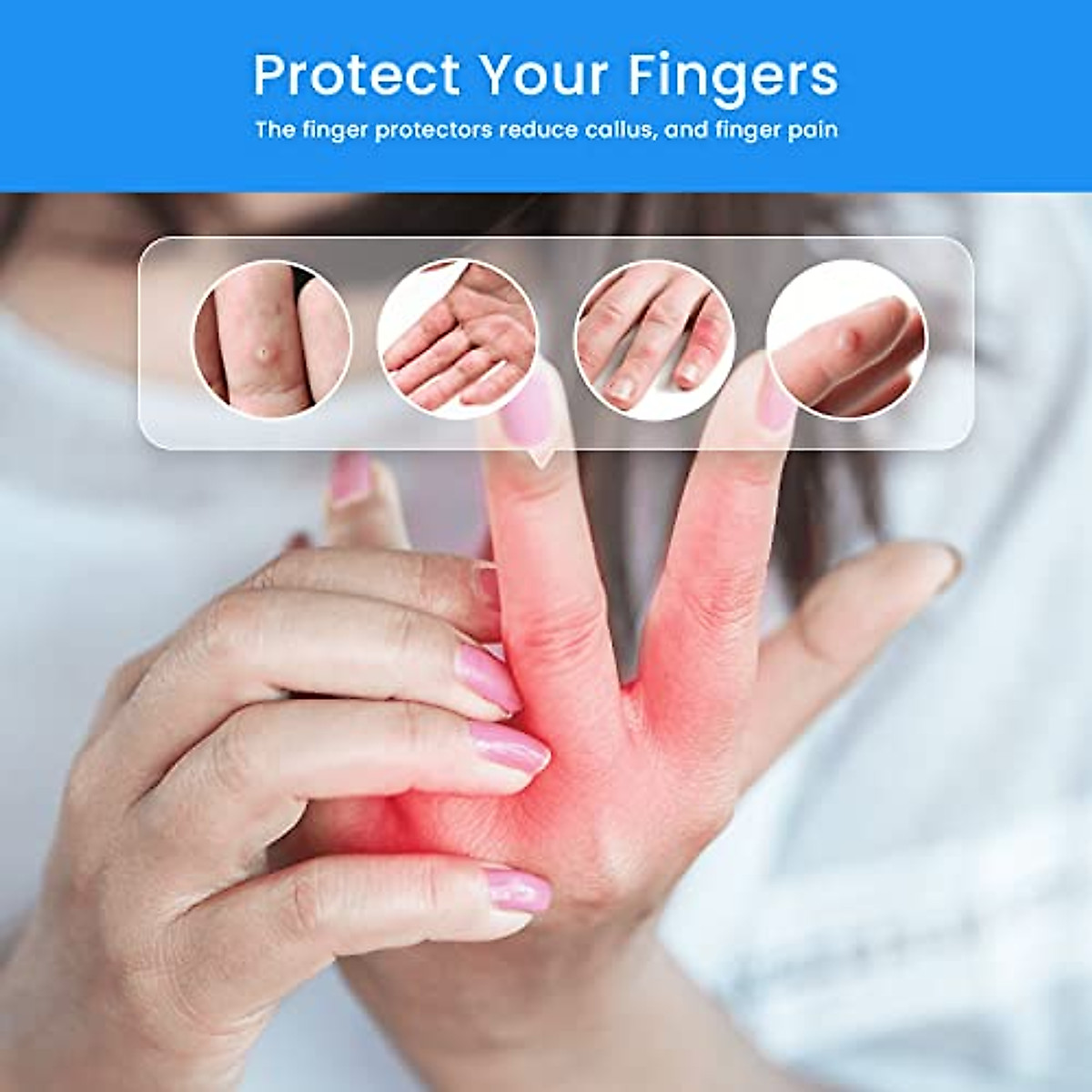 Kimihome 20 PCS Gel Finger Sleeve Protectors, Silicone Finger Sleeve Cushions and Protects, Provide Relief for Finger Cracking, Corns, Blisters and Calluses Protect.