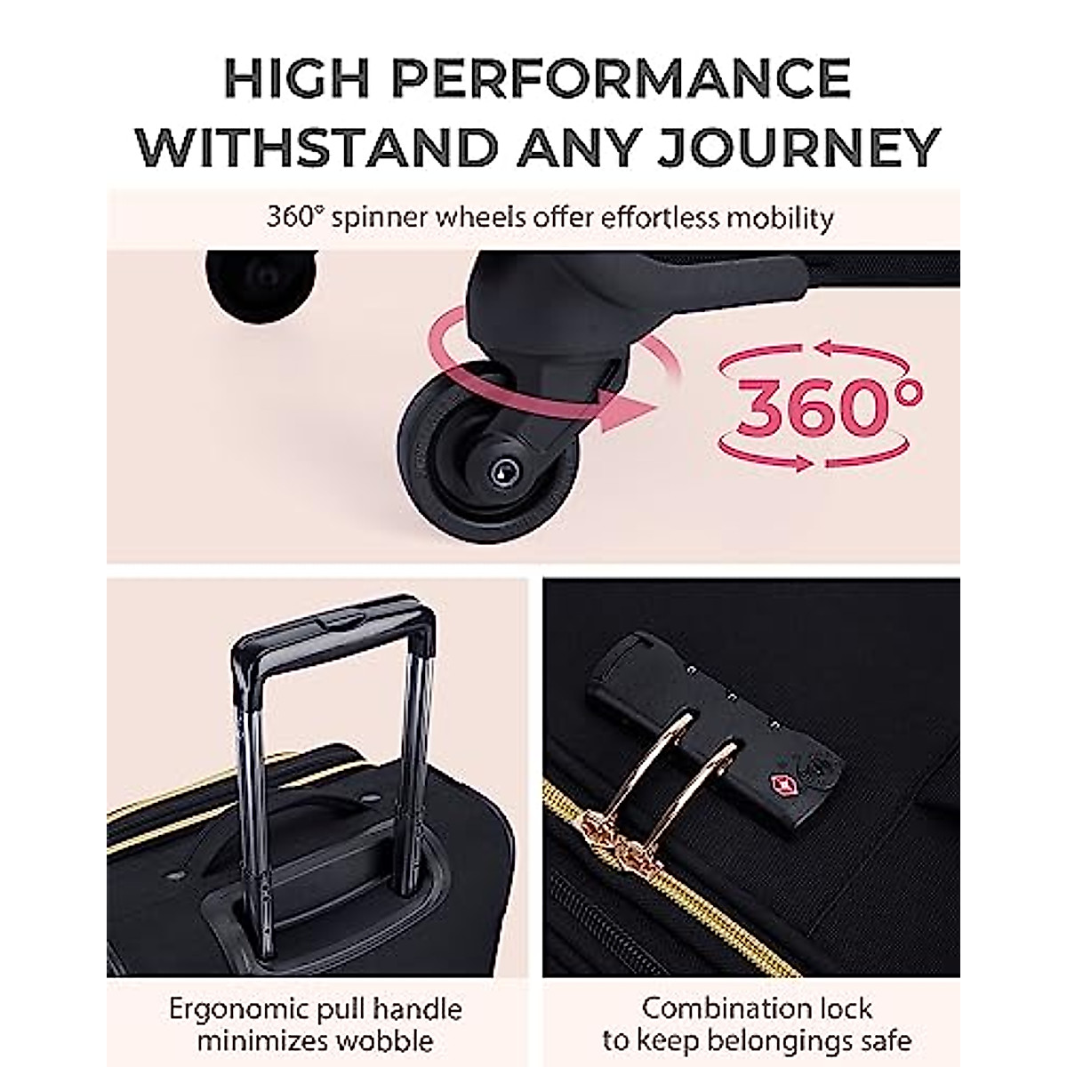 BAGSMART Carry On Luggage 20 Inch, Expandable Suitcase, 2 Piece Luggage Sets Luggage Airline Approved Rolling Softside Lightweight Suitcases with Front Pocket for Women Men, Carry-On Black