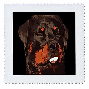 6x6 inch Quilt Square - Cartoon Style Nerdy Rottie Sticking Tongue Out Vector Art - Rottweiler