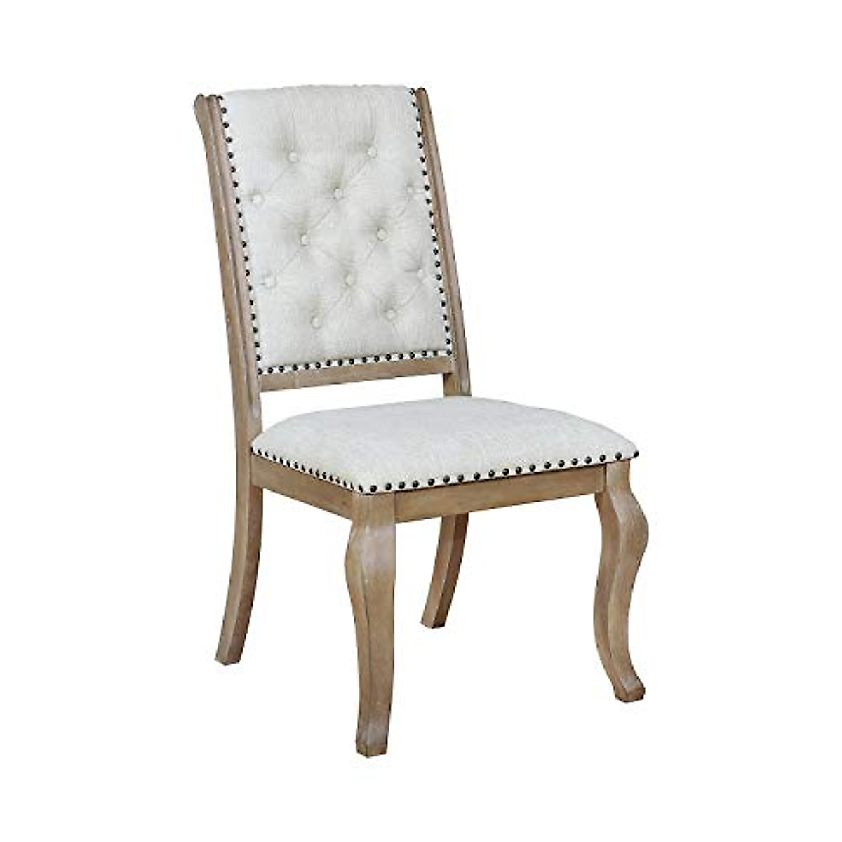 Glen Cove Dining Chairs with Button Tufting and Nailhead Trim Cream and Barley Brown (Set of 2) 110292