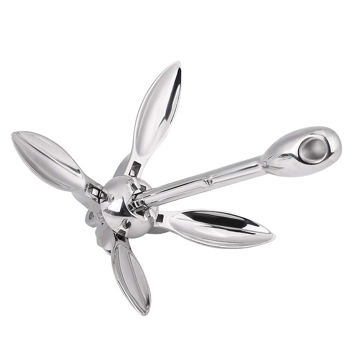 Marine Kayak Anchor, 1.5KG Heavy Duty 316 Stainless Steel Folding Grapnel Boat Anchor Easy to Install Grapnel Anchor, Boating Accessories for Kayaks Canoes Paddle Boards Small Watercrafts