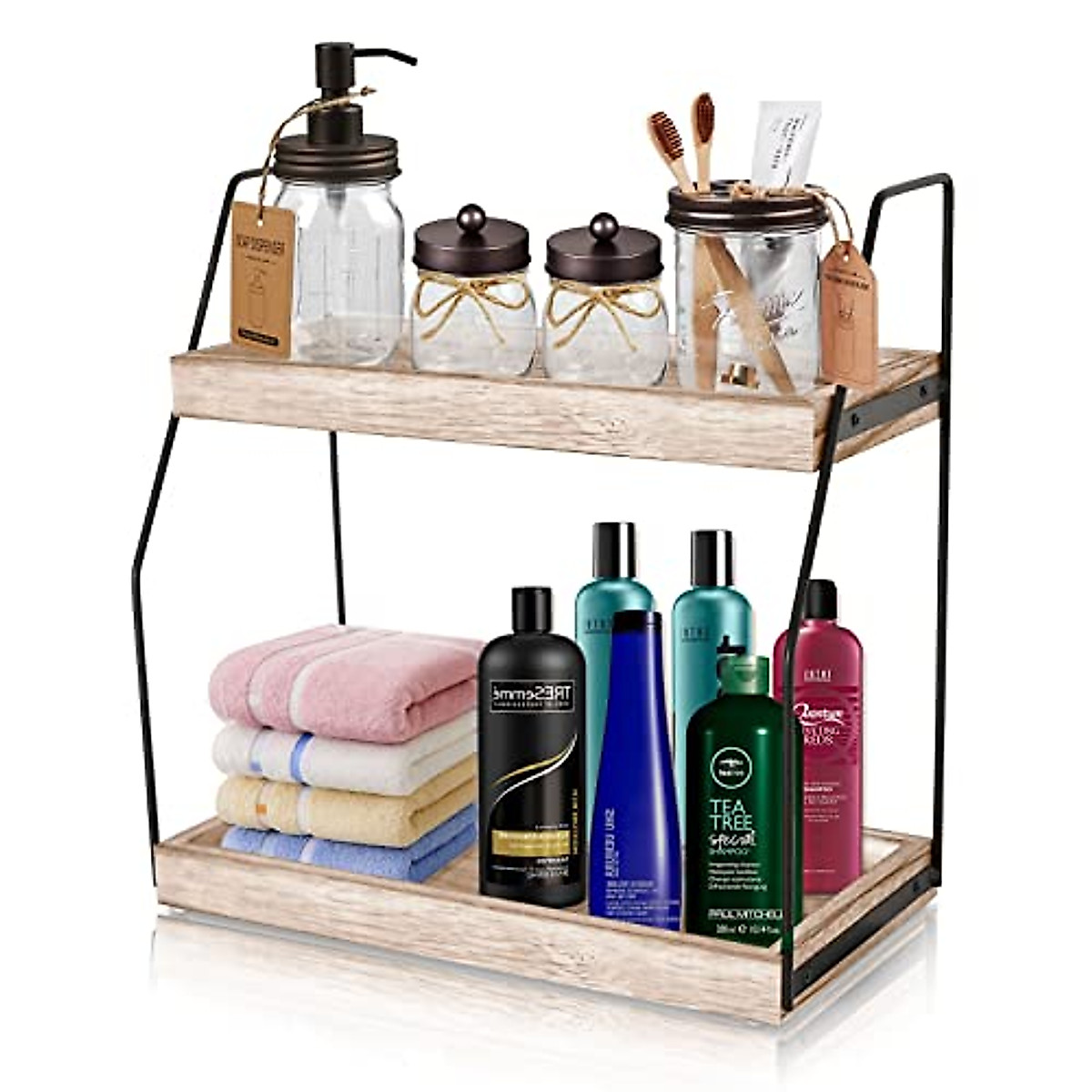 Bathroom Counter Organizer, Vanity Organizers and Storage Tray, Bathroom Countertop Shelf, Bathroom Under Sink Organizer, Rustic Bathroom Kitchen Coffee Station Decor