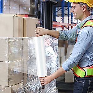 JARLINK Stretch Film, 15 Inch x 1000 Feet Shrink Wrap for Pallet Wrap, Industrial Strength Stretch Wrap up to 800% Stretch with Handles, Moving Wrapping Plastic Roll, 80 Gauge, 2 Pack