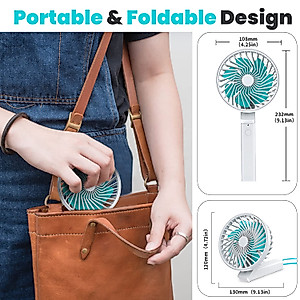 VersionTECH. Handheld Fan, Small Portable Personal Mini Desk Table Folding Fan with USB Rechargeable Battery Operated Electric Fan for Office Outdoor Sport Household Traveling Camping (white)