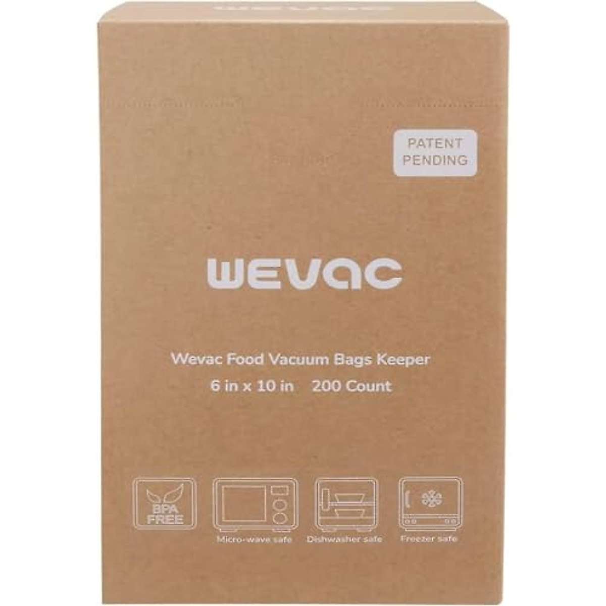 Wevac 6” x 10” 200 Count Food Vacuum Sealer Bags Keeper, PreCut Pint, Ideal for Food Saver, BPA Free, Commercial Grade, Great for storage, meal prep and Sous Vide