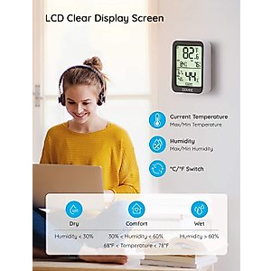Govee Smart Humidifier H7141 Bundle with Govee Bluetooth Digital Hygrometer Indoor Thermometer, Room Humidity and Temperature Sensor Gauge with Remote App Monitoring, Large LCD Display