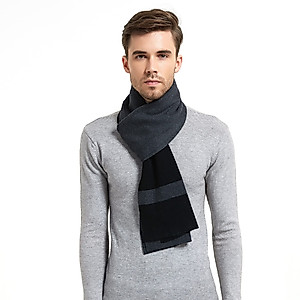 LanHong Men Winter Cashmere Scarf Wool Soft Warm Knitted Casual Scarves for Men