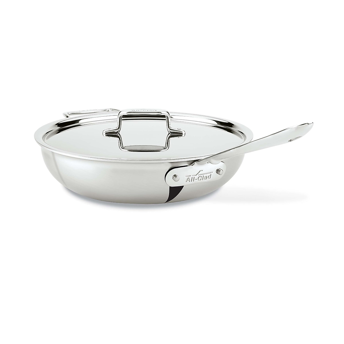 All-Clad D5 5-Ply Stainless Steel Large Weeknight Frying Pan 4 Quart Induction Oven Broiler Safe 600F Pots and Pans, Cookware Silver