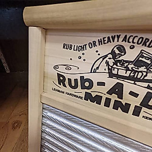 Lehman's Rub A Dub Mini Laundry Clothes Washboard Tin Spiral Crimp Wood Frame