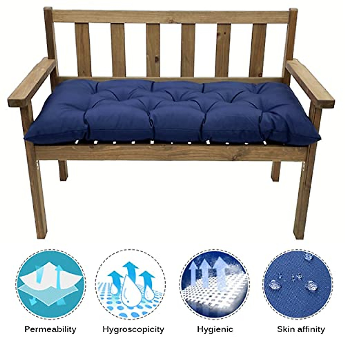 Outdoor Bench Cushion, Waterproof Swing Cushion, Garden Bench Seat Cushion, Swing Chair Replacement Seat Pads Cushion Pillow for Lounger Garden Furniture Patio Metal Wooden Bench (47 * 20in, B)