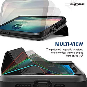 VENA vCommute Wallet Case Compatible with Apple iPhone 12 Pro Max (6.7"-inch), (Military Grade Drop Protection) Flip Leather Cover Card Slot Holder with Kickstand - Space Gray