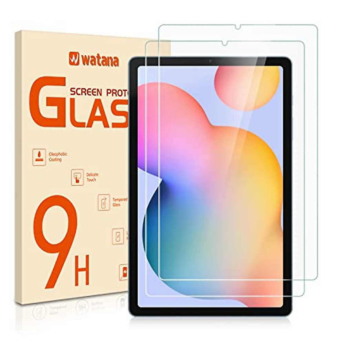 Watana [2-Pack Screen Protector for Samsung Galaxy Tab S6 Lite 2022/2020,10.4 Inch (SM-P613/SM-P619/SM-P610/SM-P615), Tablet Tempered Glass Film Compatible with S Pen, [Scratch Resist] [Bubble-Free]