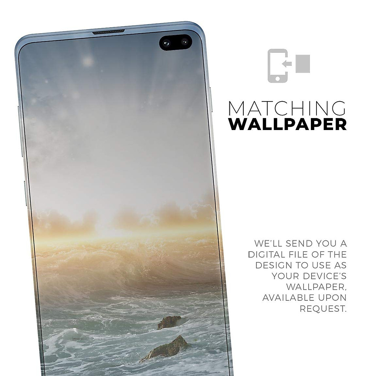 DesignSkinz Majestic Sky on Crashing Waves Protective Vinyl Decal Wrap Skin Cover Compatible with The Samsung Galaxy S20 (Screen Trim & Back Glass Skin)