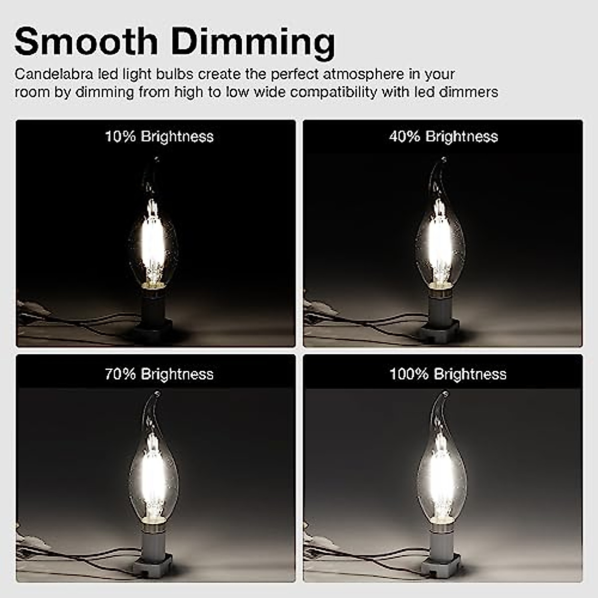 DAYBETTER E12 Candelabra Light Bulbs 60 Watt Equivalent, Dimmable LED Light Bulb Daylight White 5000K, Clear Filament Chandelier Light Bulbs 5.5W 600lm CA11 LED Bulbs, Ceiling Fan Light Bulbs, 5 Pack