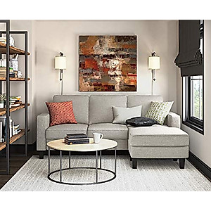 Serta Harmon Reversible Sectional Sofa, Modern L-Shaped Couch for Small Spaces, Soft Fabric Upholstery, Square Arm, Light Gray