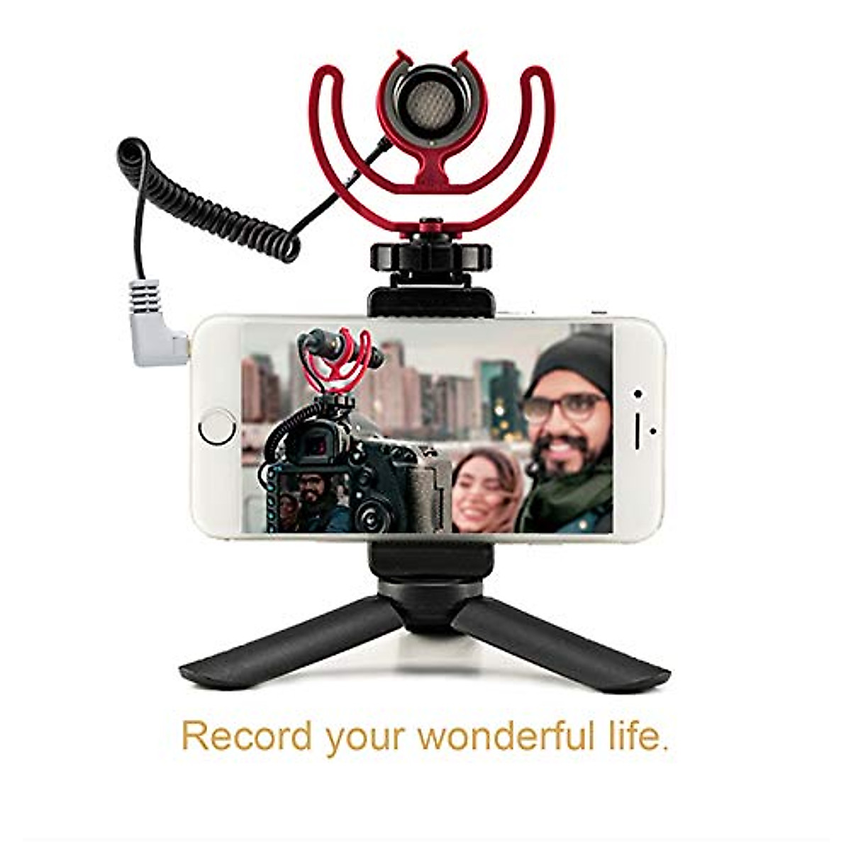 3.5mm TRS to TRRS Microphone Cable, Ancable 1/8 Male to Male Coiled Right Angle Mic Cord Compatible iPhone, Smartphone, Tablets with Rode SC7, VideoMic, VideoMicro Go, BOYA and More External Mic