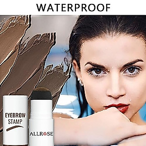 ALLROSE Eyebrow Stamp Stencil Kit - Eye Brow Stamping Kit, One Step Brow Stamp Kit, 20 Brow Stencils and Stamp Kit, Waterproof Perfect Eyebrow Kit, Easy to Use, Light Brown