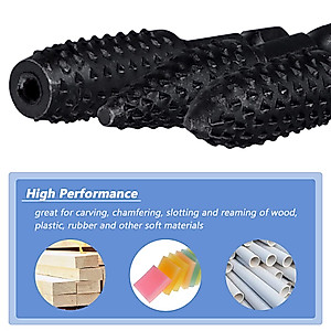 Mesee 10 Pieces Rotary Burr Rasp Set, 1/4 Inch Hex Shank Quick Change Wood Carving Drill Bits Carbon Steel File Rasp DIY Woodworking Tool for Wood Plastic Engraving Polishing Grinding