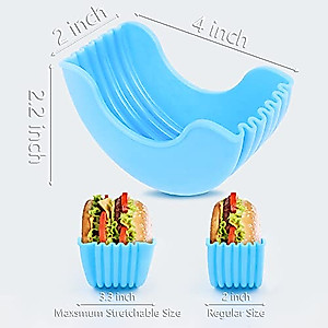 4 Pcs Retractable Burger Fixed Box TIK Tok New Trends Hamburger Buns Burger Holder Reusable Hamburger Box Silicone Rack Holder Burger Box Dishwasher Safe & BPA-Free, 4 Color