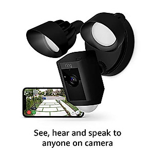Ring Floodlight Camera Motion-Activated HD Security Cam Two-Way Talk and Siren Alarm, Black, Works with Alexa