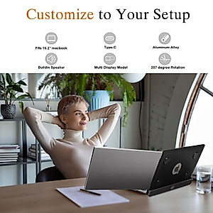 JoyReal Portable Monitor for Laptop Mac USB Dual Laptop Screen Extender 14'' FHD 1080P Second Travel Display for 16.2'' Mackbook Pro(2021/2023)