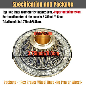 Copper Tibet Prayer Wheel Holder with Mandala Pattern, Hand Held Prayer Wheel Display Stand for Praying, blessing, Meditation, Healing, Relaxing, Yoga (Prayer Wheel Not Included)
