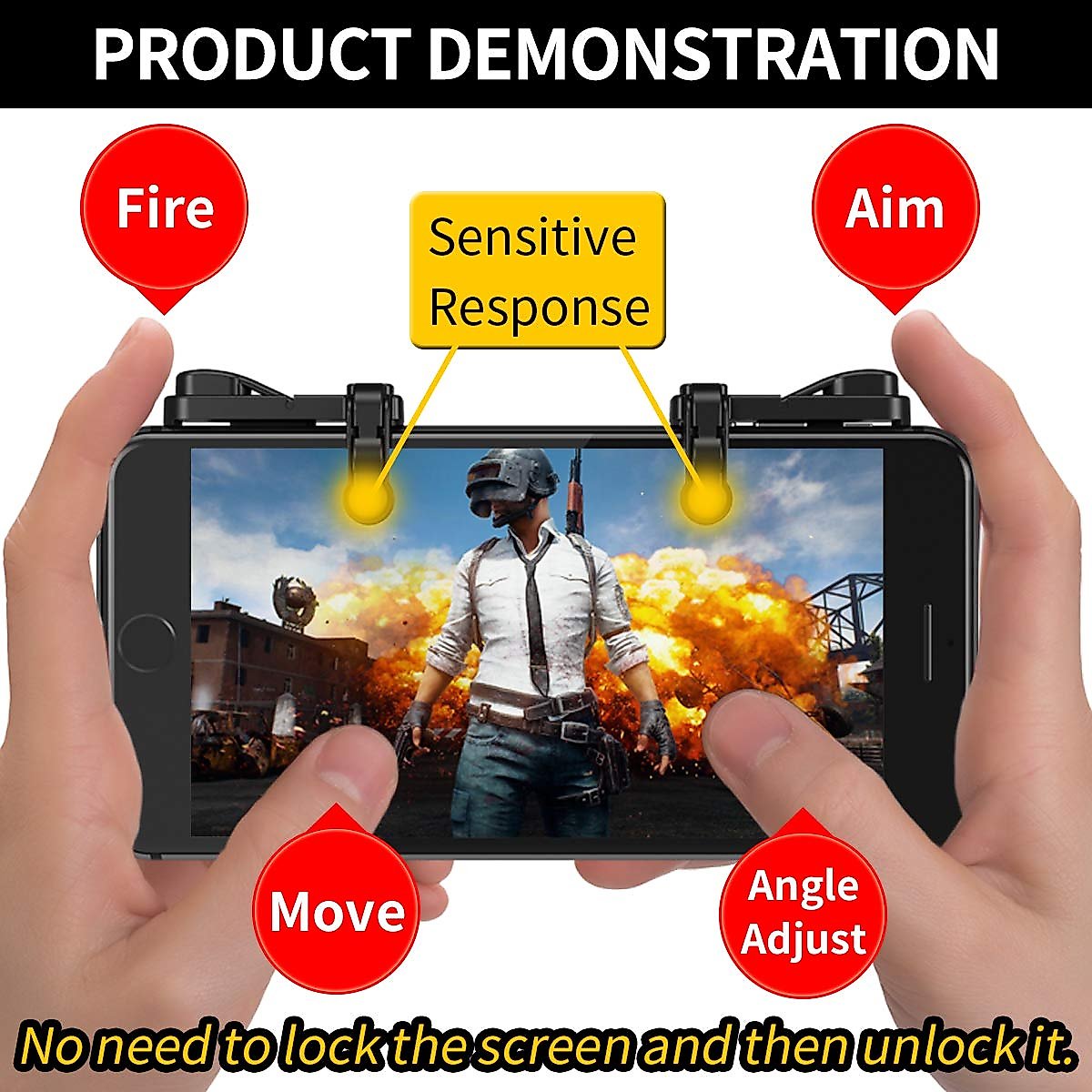 【1 Pair】 IFYOO Z108 Mobile Gaming Controller Compatible with PUBG Mobile/Fortnitee Mobile/Call of Duty Mobile, Sensitive Shoot and Aim Trigger L1R1 Compatible with Android & iPhone
