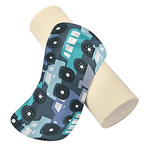 JUNZAN Little Cars Trucks Gray Blue Bolster Pillow for Legs Sleeping Neck Roll Pillow with Cover Foam Round Pillow for Sleep Posture Support Neck Back Cushion