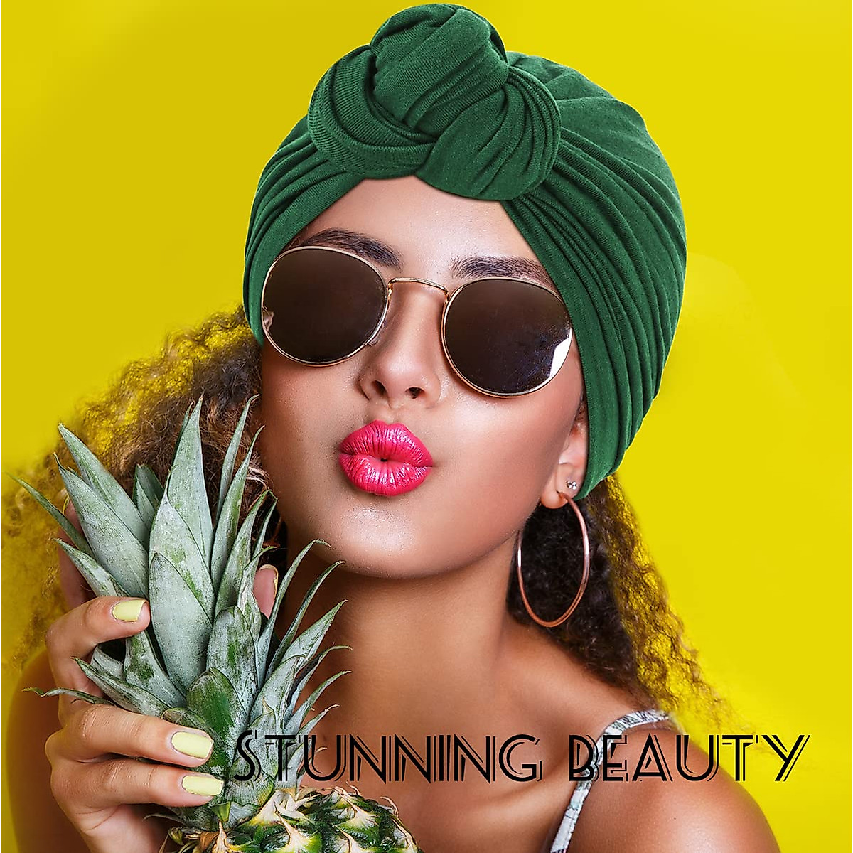 Women Turban,Beanie Hats,Indian Hats Head Wraps,African Turban Knot Pre-Tied Bonnet Beanie Cap for Women