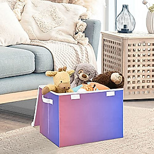 innewgogo Red Blue Gradient Storage Bins with Lids for Organizing Foldable Storage Bins with Handles Oxford Cloth Storage Cube Box for Pets Toys