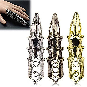 Barhunkft(TM) Punk Gothic Rings Rock Scroll Joint Armor Knuckle Metal Full Finger Claw Ring(Random Color)
