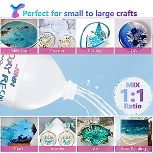 Food Safe Two Part Epoxy Resin, No Yellowing and Bubble, Self Leveling with High Gloss, UV & Heat Resistant, Clear Resin Set for Jewelry Making, Art, Craft, River Tables, Beginner Friendly (16oz)