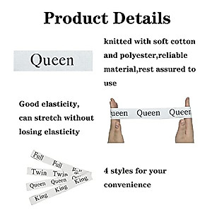 Maletnd 2 Pieces Bed Sheet Organizer Bands, Closet Organization Sheet Straps, Linen Labels Bedding Bands, Elastic Bed Sheet Storage Sheet Keepers (Queen)