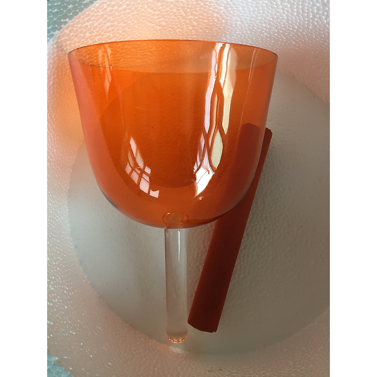 4th Octave 6.25" light orange color Crystal handle Singing Bowl 1Pcs,Perfect Musical Note D Sacral Chakra,Standard 432 or 440HZ for balancing and Yoga