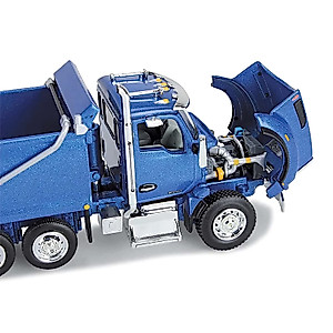 Kenworth T880 Quad-Axle Dump Truck and Rogue Transfer Tandem-Axle Dump Trailer Surf Blue Metallic 1/64 Diecast Model by DCP/First Gear 60-1277