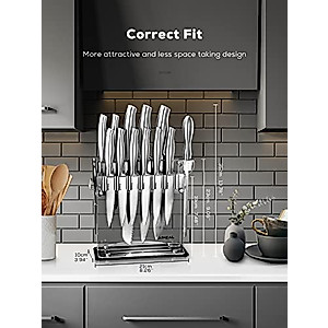 Aiheal Knife Set, 14PCS Stainless Steel Kitchen Knife Set with Clear Knife Holder, No Rust and Super Sharp Cutlery Knife Set in One Piece Design with Knife Sharpener for Kitchen, Serrated Steak Knives