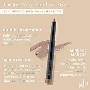 Glo Skin Beauty Cream Stay Shadow Stick (Latte) - Multi-Purpose Eyeshadow Mineral Makeup Can Also Be Used as Liner on Lips or Cheeks, 12-Hours of Wear