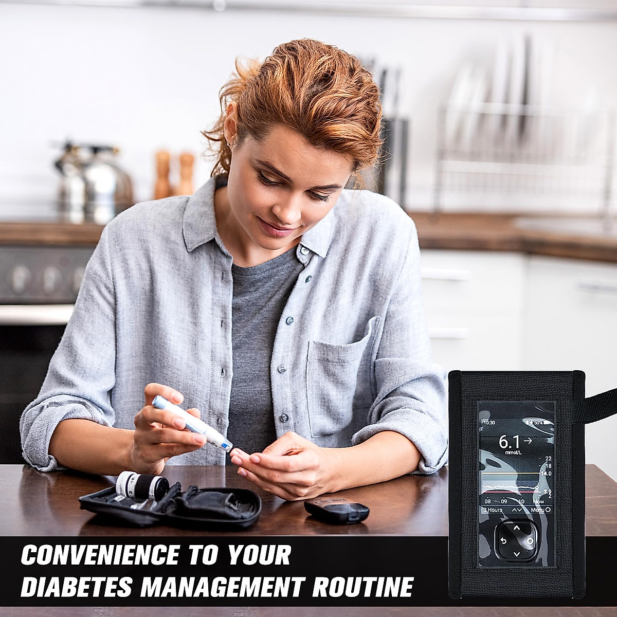 Kosiz 2 Pack Blood Glucose Meter Case with Lanyard Compatible with Dexcom G7 Glucose Monitor Pouch with Viewing Window for Diabetic Accessories Supplies (Black)