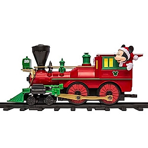 Lionel Battery-Operated Disney Mickey Mouse Express Toy Train Set with Locomotive, Train Cars, Track & Remote with Authentic Train Sounds, & Lights for Kids 4+