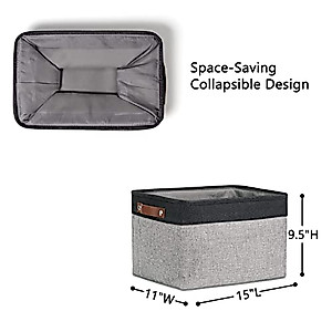 DULLEMELO Collapsible Bundle Baskets 3 Medium Baskets 15"x11"x9.5" + 6 Small Baskets 11.8"x7.9"x5.1"（Black&Gray)