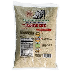 Three Elephants Thai Jasmine Rice, 5 Pound