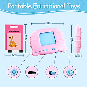 BEILAEEA Toddler Toys for 2 3 4 5 Year Old Boys and Girls, Autism Sensory Toys for Autistic Children, Learning Montessori Toys, Speech Therapy Toys, 224 Sight Words Talking Flash Cards (Pink 224)