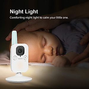 nannio Hero3 Video Baby Monitor with Night Light Vibration Assistant, 3.5" Display, Auto Night Vision, 2 Way Audio Talk, Voice Activated, Temperature Sensor and Lullabies, no WiFi, 2 Years Warranty