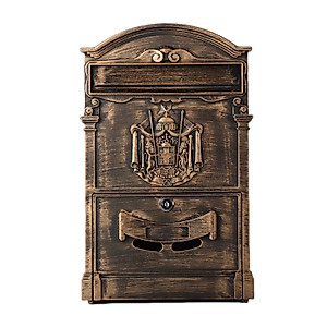 mopam Wall Mount Locking Mailbox Vintage Lockable Metal Mailboxes Large Capacity Postbox Security Mail Letter Post Box Outdoor Mail Box