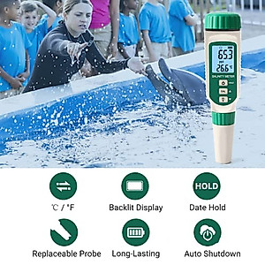 Digital Salinity Meter,Electronic Waterproof Water Quality Temp Test Meter ,0.00ppt-9.99ppt, 10.0ppt-50ppt Seawater Pool Aquarium Fish Multifunction Salinity Guage
