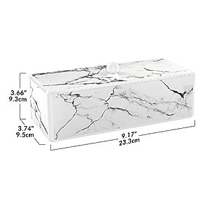 Luxspire Cotton Swab Holder with Lid, Marble Pattern Cotton Ball Holder Dispenser, Bathroom Canister Storage Jar for Cotton Pads Bud Q-tip, Vanity Cosmetics Countertop Organizer with 3 Compartments