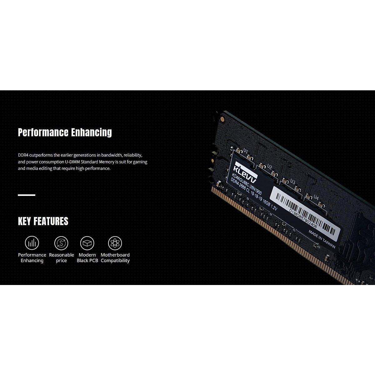 KLEVV DDR4 8GB (1x8GB) 3200MHz CL22 1.2V UDIMM Desktop Ram Memory SK Hynix Chip (KD48GU880-32N220A)
