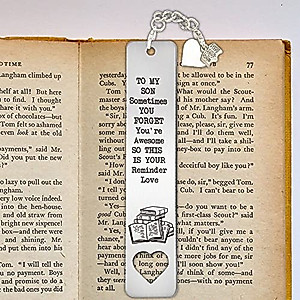 Inspirational Bookmarks for Son, Son Gifts from Mom, Graduation Gift for Son, Bookmark Tassels for Son, Book Lover, Bookworm, Book Accessories, Reading Gifts, Book Gifts-WB48