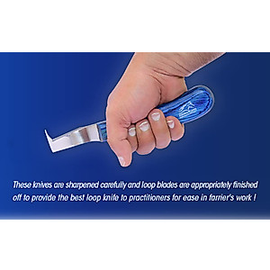 Equine Care Razor Edge Hoof Knife Sharpened Stainless Steel Blade and Sheet Handle Loop Knife (With Hoof Pick) Farrier Tools.